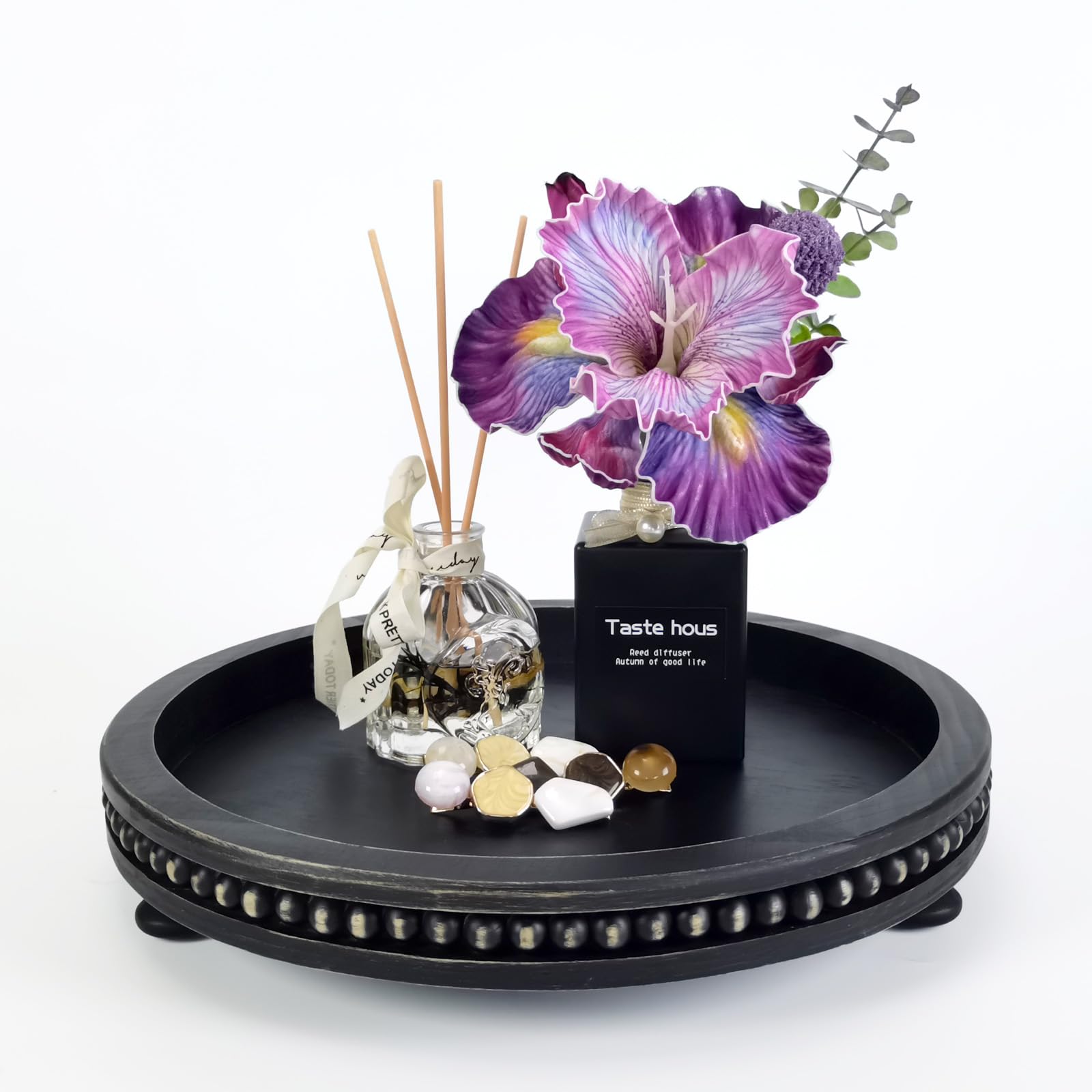 Amazon.com: OurMiao Wood Decorative Tray 12 Inches, Rustic Wooden ...