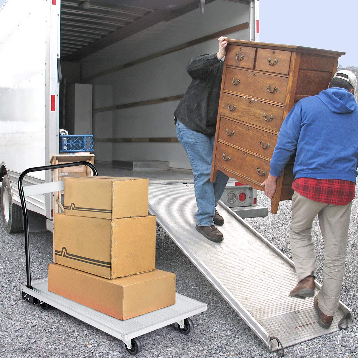 Goplus Folding Aluminum Platform Truck, 770 Lbs Moving Platform Dolly ...