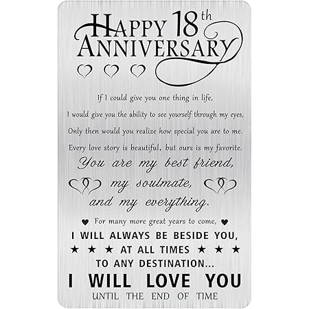 Amazon.com: Yobent 18th Wedding Anniversary Card for Him Her, Happy ...
