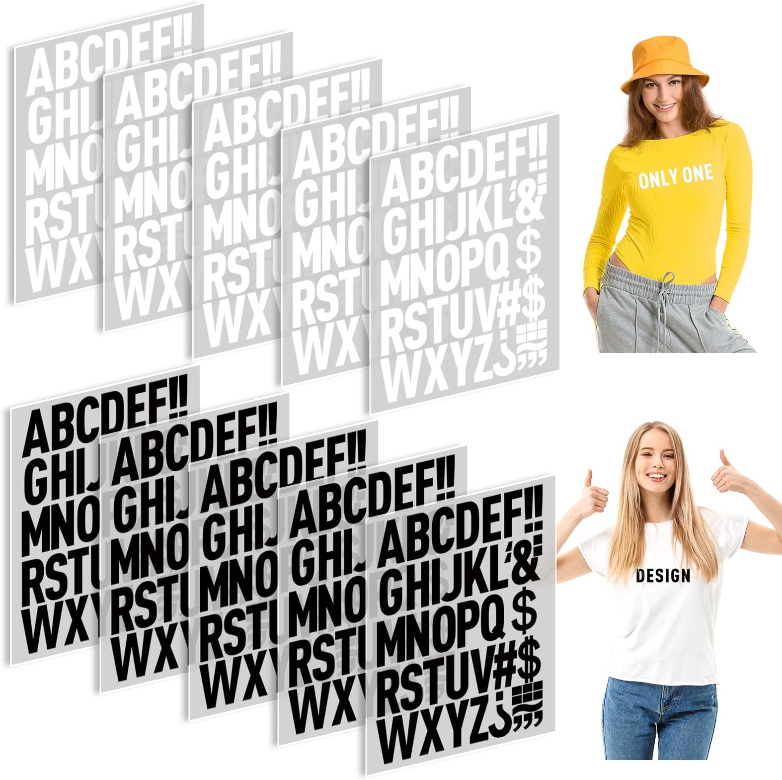 Amazon.com: GRIART 10 Sheets 440 Pieces 2 Inch Iron on Letters, Iron on ...