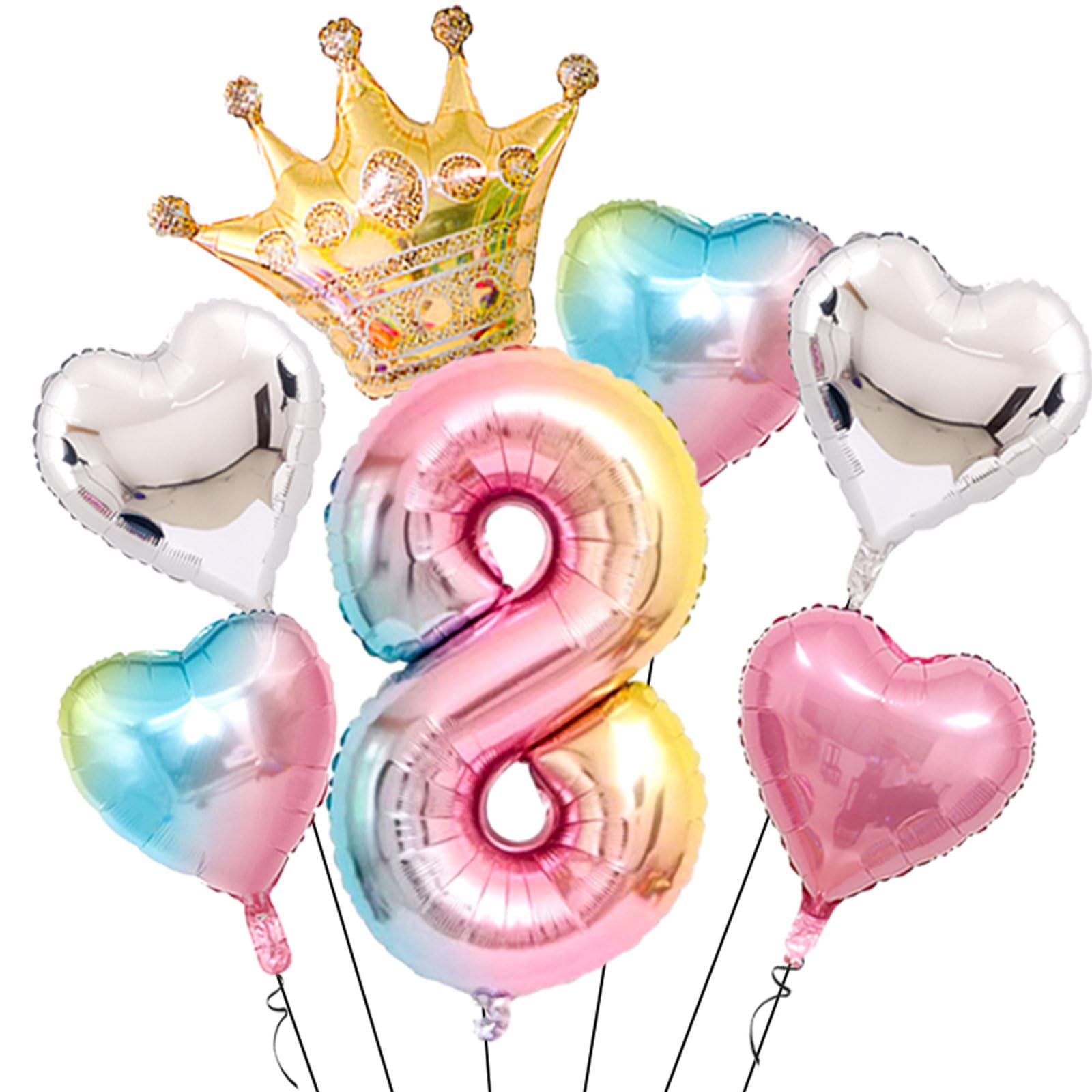 Amazon.com: Rainbow Gradient Large Number Balloons 32 Inch Number 8 ...