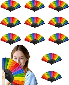 Amazon.com: AMS Rainbow Hand Fans, Pride Fan Folding Hand Fan, Colorful ...