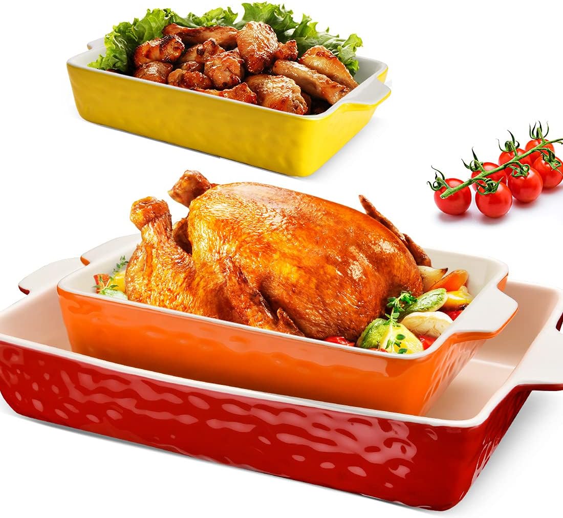 Amazon.com: 3Pack Ceramic Baking Dish for Oven Large Casserole Baking ...