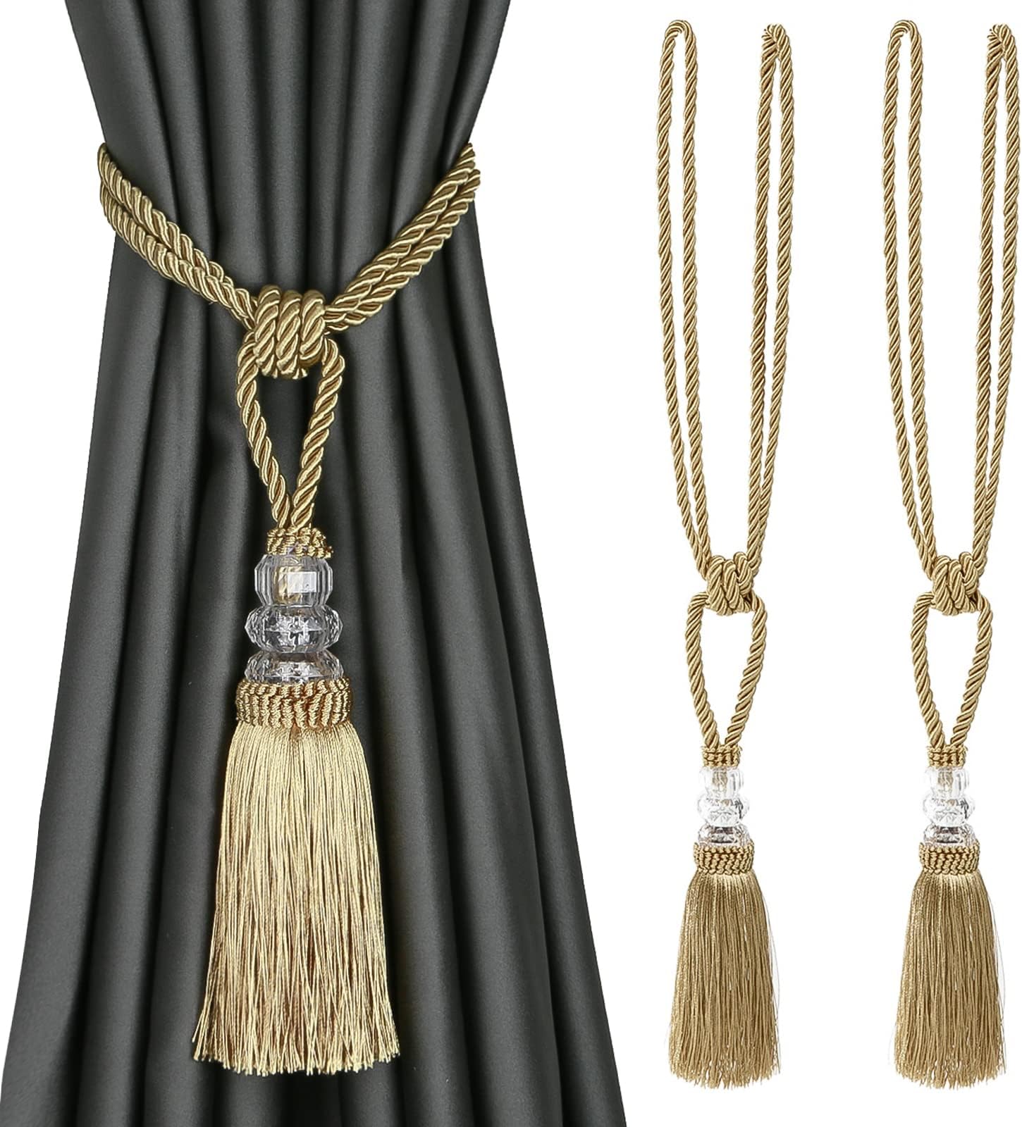 Amazon.com: BEL AVENIR 2 Pack Curtain Tiebacks Tassel Drapery Tie-Backs ...