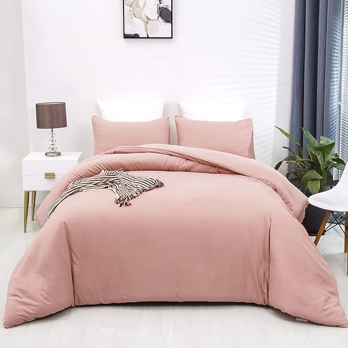 Amazon.com: Cottonight Pink Comforter Set King Blush Pink Bedding ...