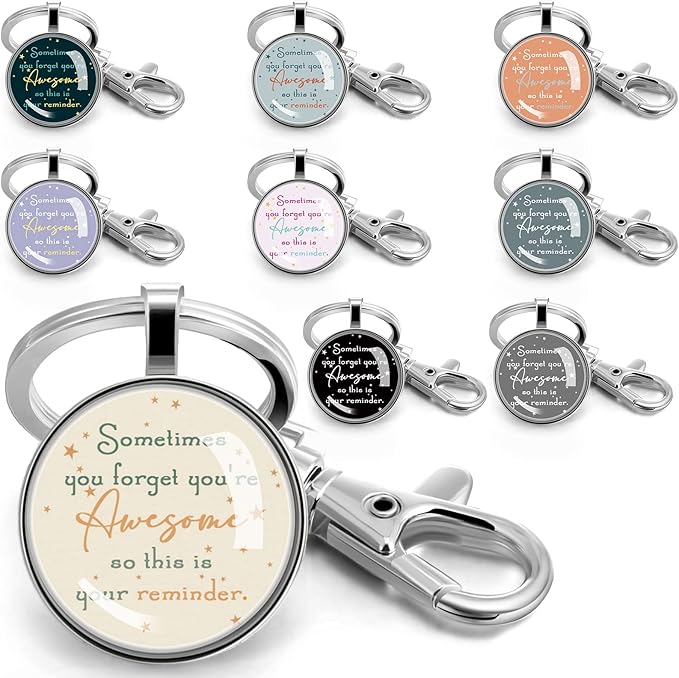 18 Pieces Funny Inspirational Keychain You're Awesome Sign Key Chain ...