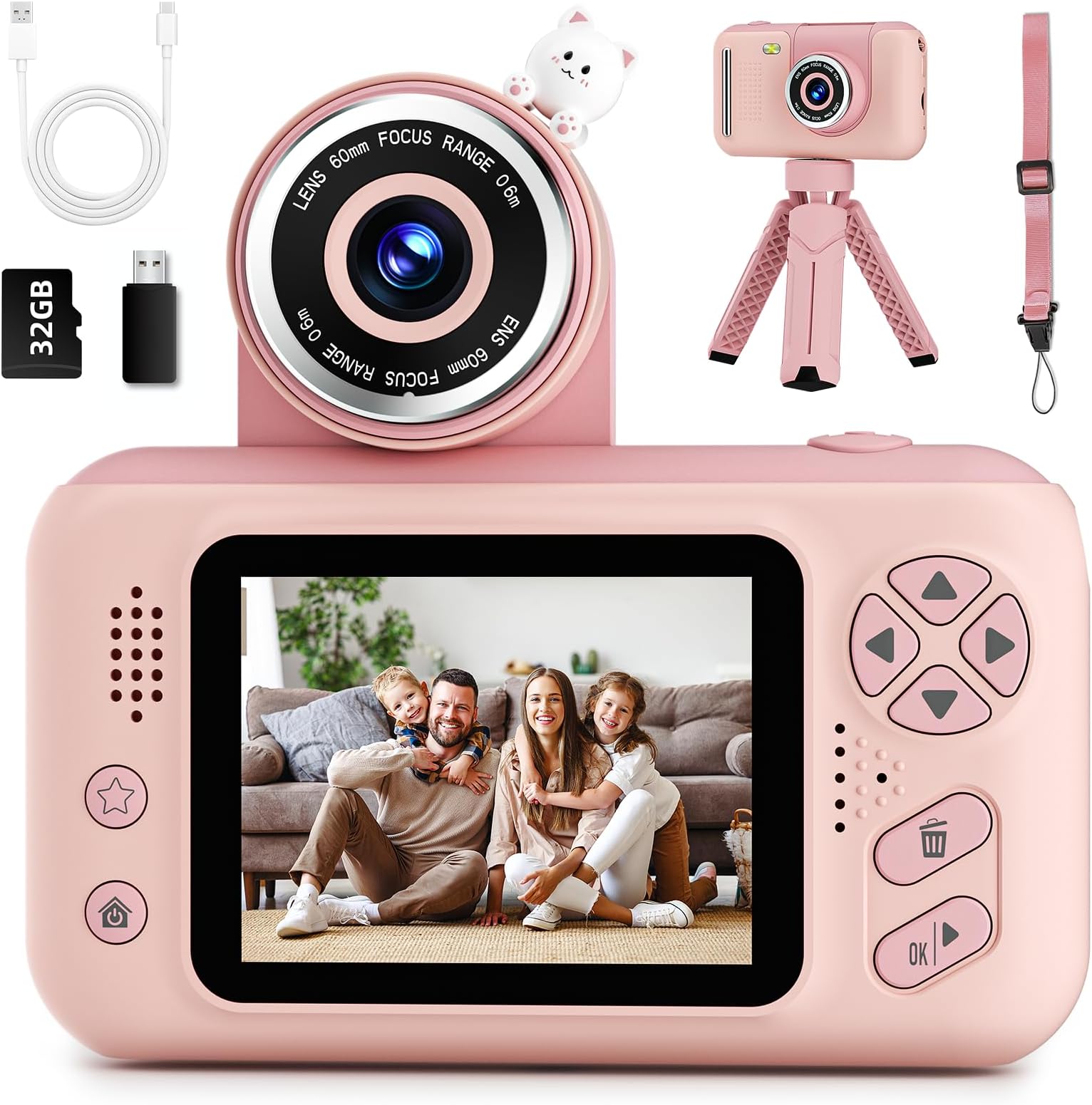 Amazon.com : Kids Camera Girls for 3 4 5 6 7 8 9 Years Old Girls,1080P ...
