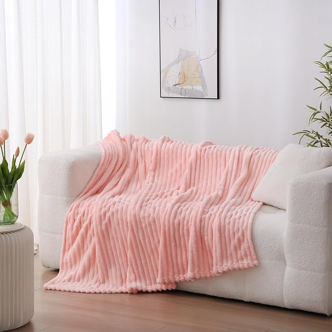 Amazon.com: Linecooo Light Pink Fleece Throw Blanket 50”×70” for Couch ...