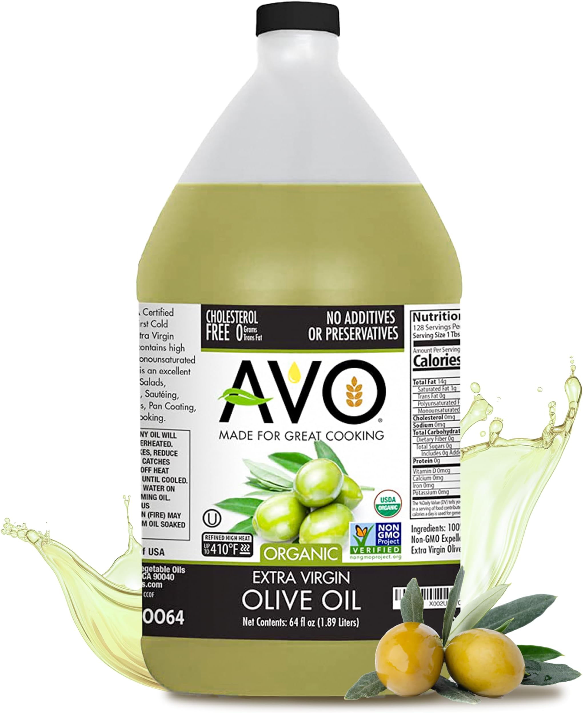 Amazon.com : AVO ORGANIC EXTRA VIRGIN OLIVE Oil, 64 Fl-oz (Half Gallon ...