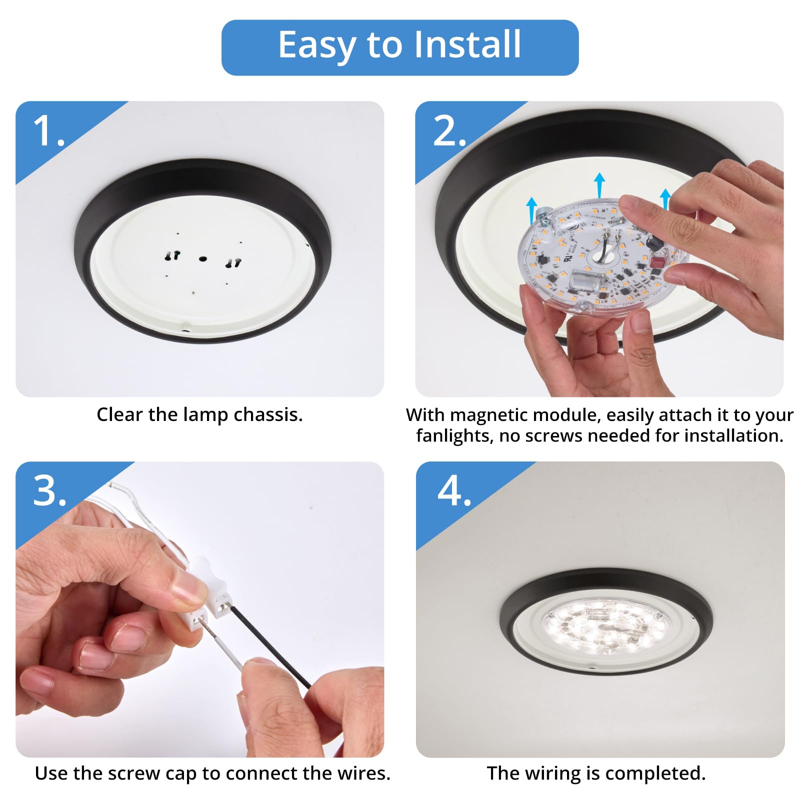 Snapklik.com : Wowatt 3.93 Ceiling Fan LED Light Replacement 5000K, 20W ...