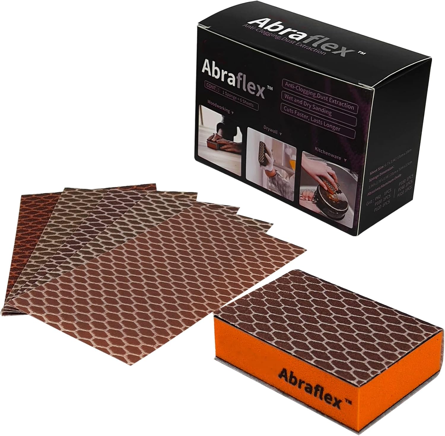Abraflex Sanding Sponge Combined with Hook and Loop Interchangeable ...