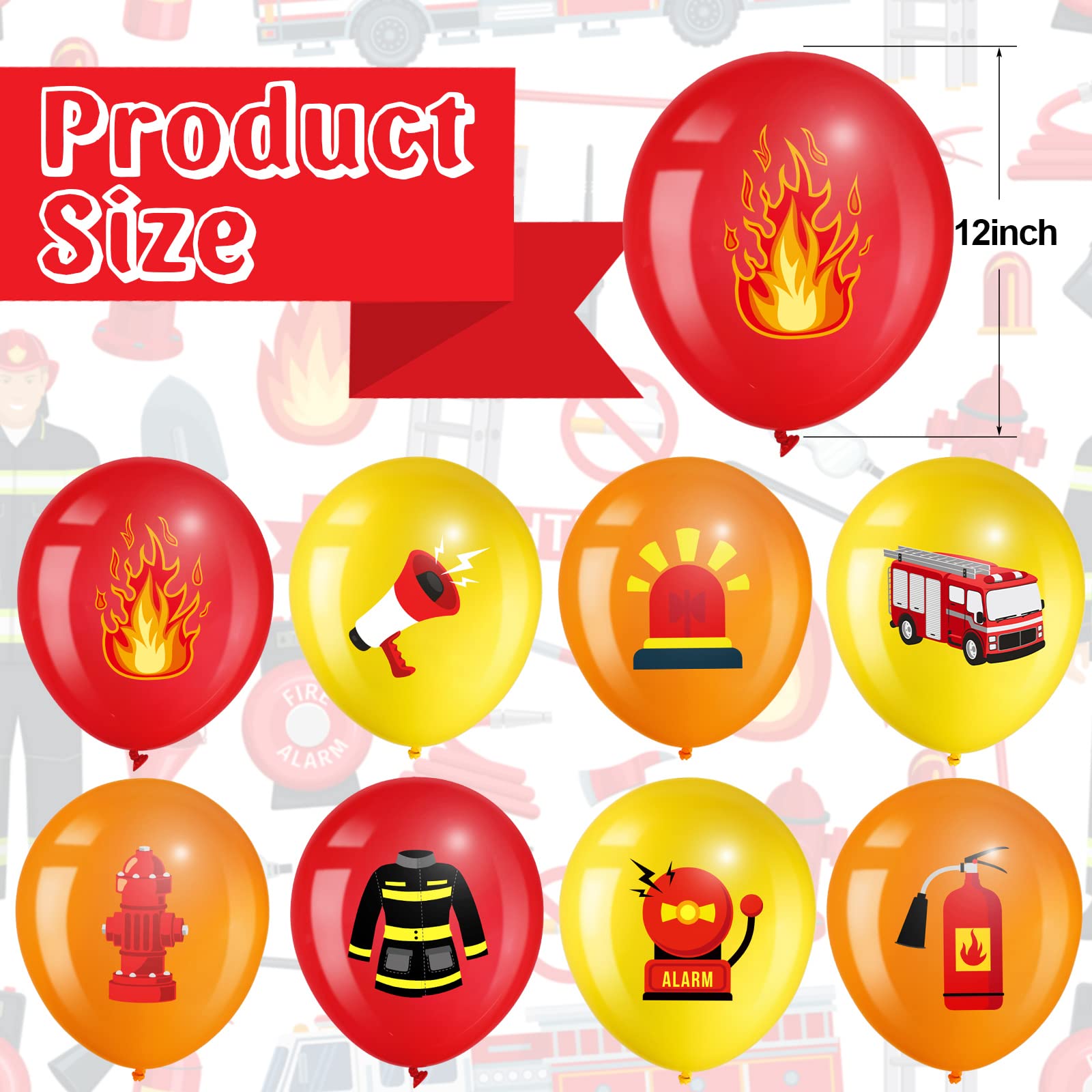 Snapklik.com : 45 Pcs Latex Fire Truck Balloons Fire Truck Birthday ...