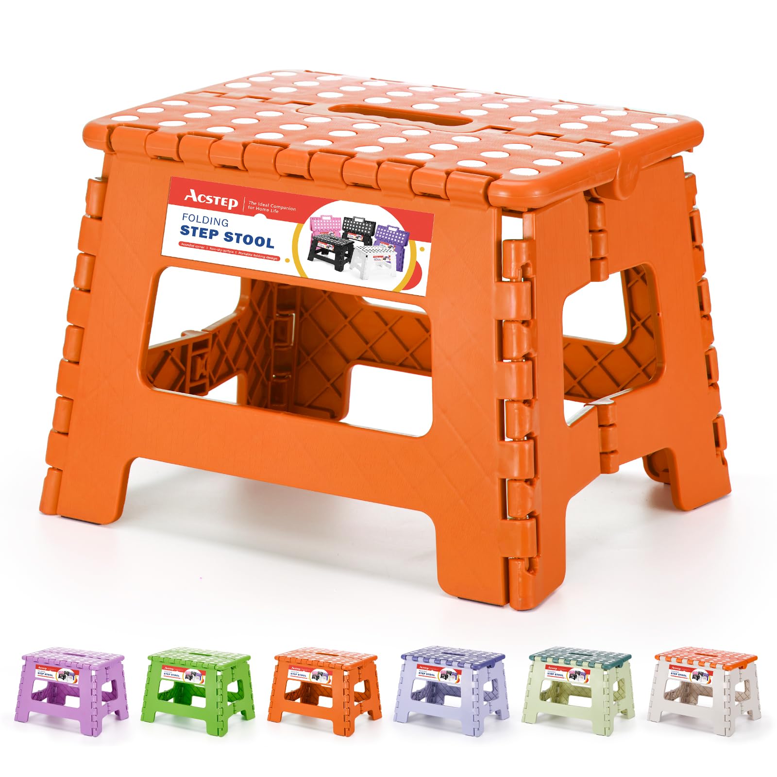 Amazon.com: ACSTEP 9 Inch Folding Step Stool 300 LB Capacity Plastic ...