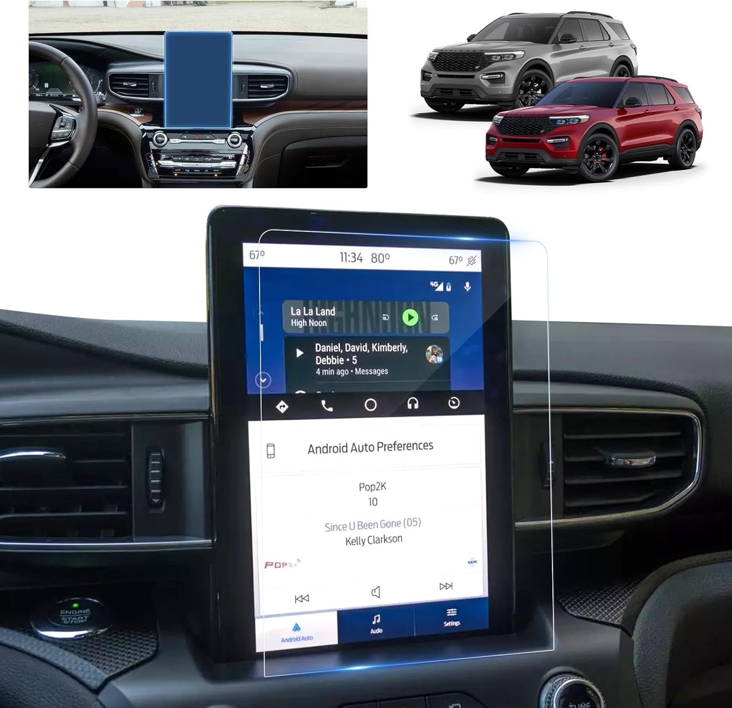 Amazon.com: BSTW for 2020 Ford Explorer Screen Protector for 2020-2024 ...