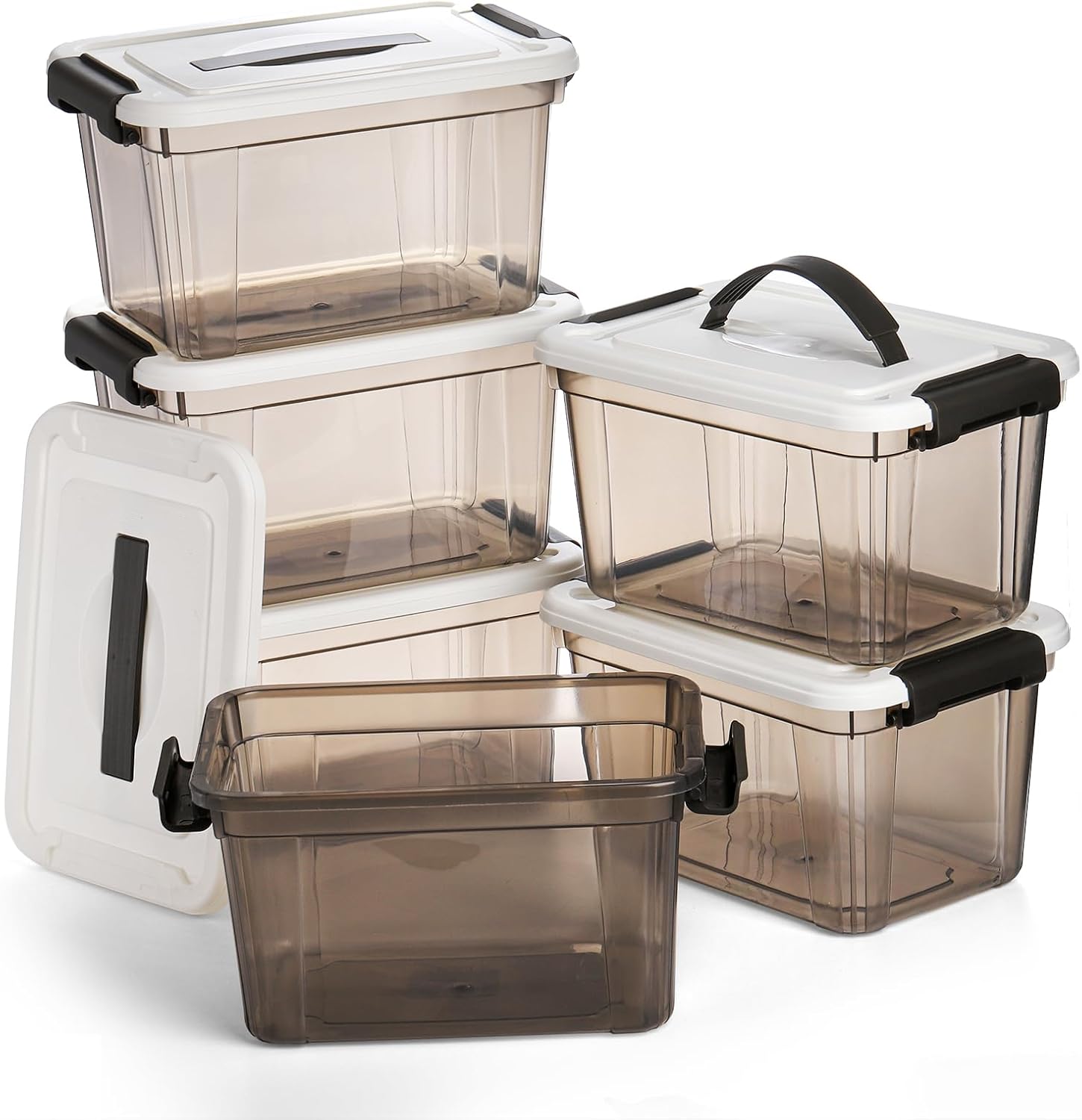 Amazon.com - Kingrol 6 Pack Plastic Storage Bins with Handle and Lids ...