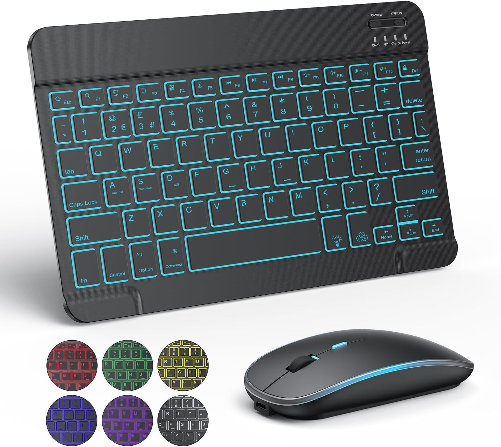 TECURS Bluetooth Keyboard and Mouse Set - Quiet Rechargeable Wireless ...