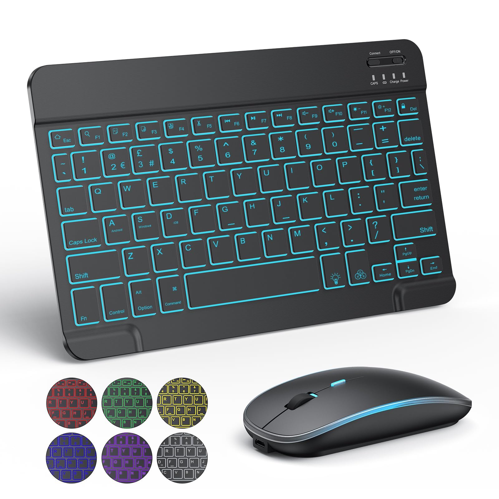 Tecurs Bluetooth Keyboard And Mouse Set Quiet Rechargeable Wireless