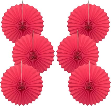 Amazon.com: Red Birthday Decorations,DIY Red Paper Fans Hanging ...