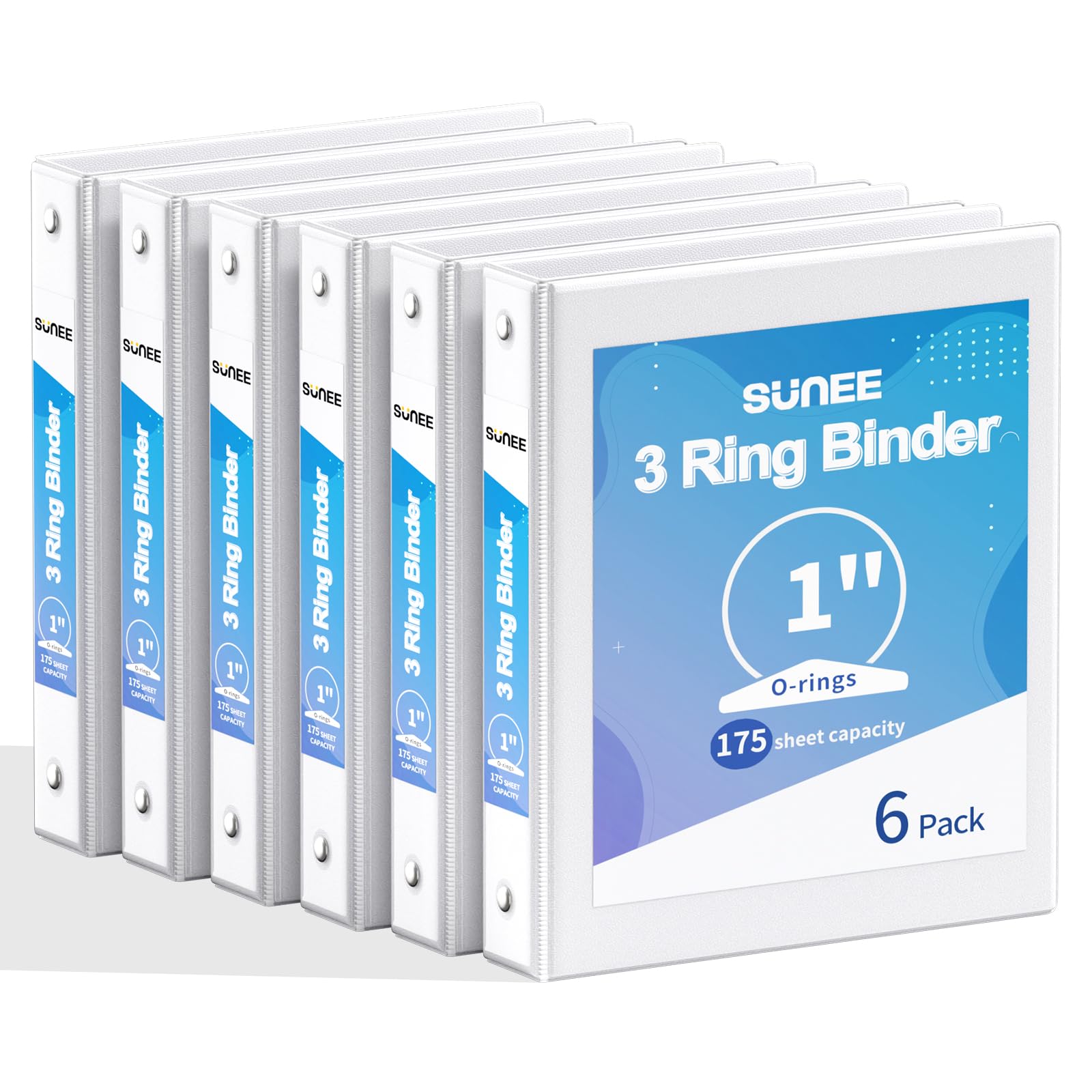 Snapklik.com : SUNEE 1 Inch Binders 3 Ring 6 Pack, Clear View Three Ring Binder PVC-Free