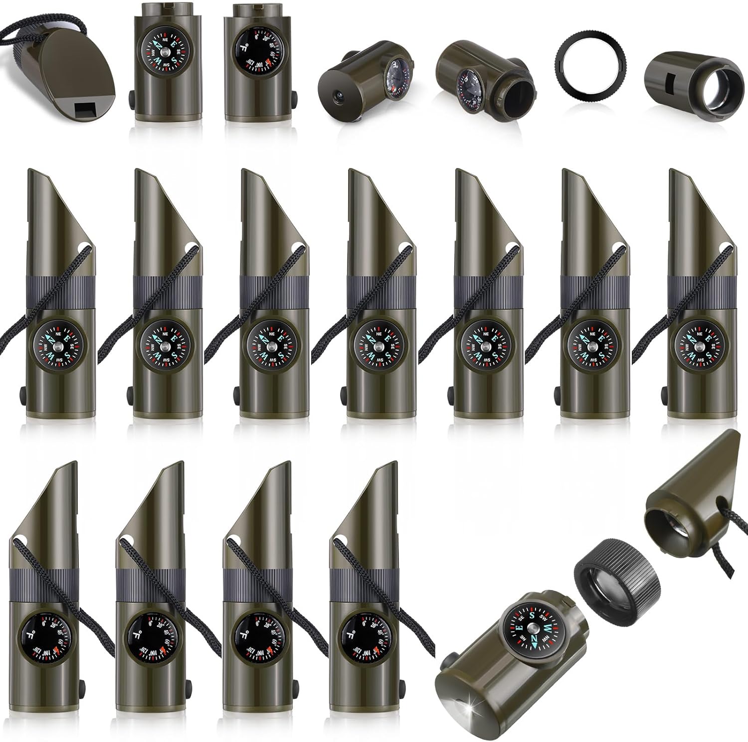 Amazon.com : Foilswirl 12 Pcs Emergency Safety Whistle 7 in 1 Loud ...