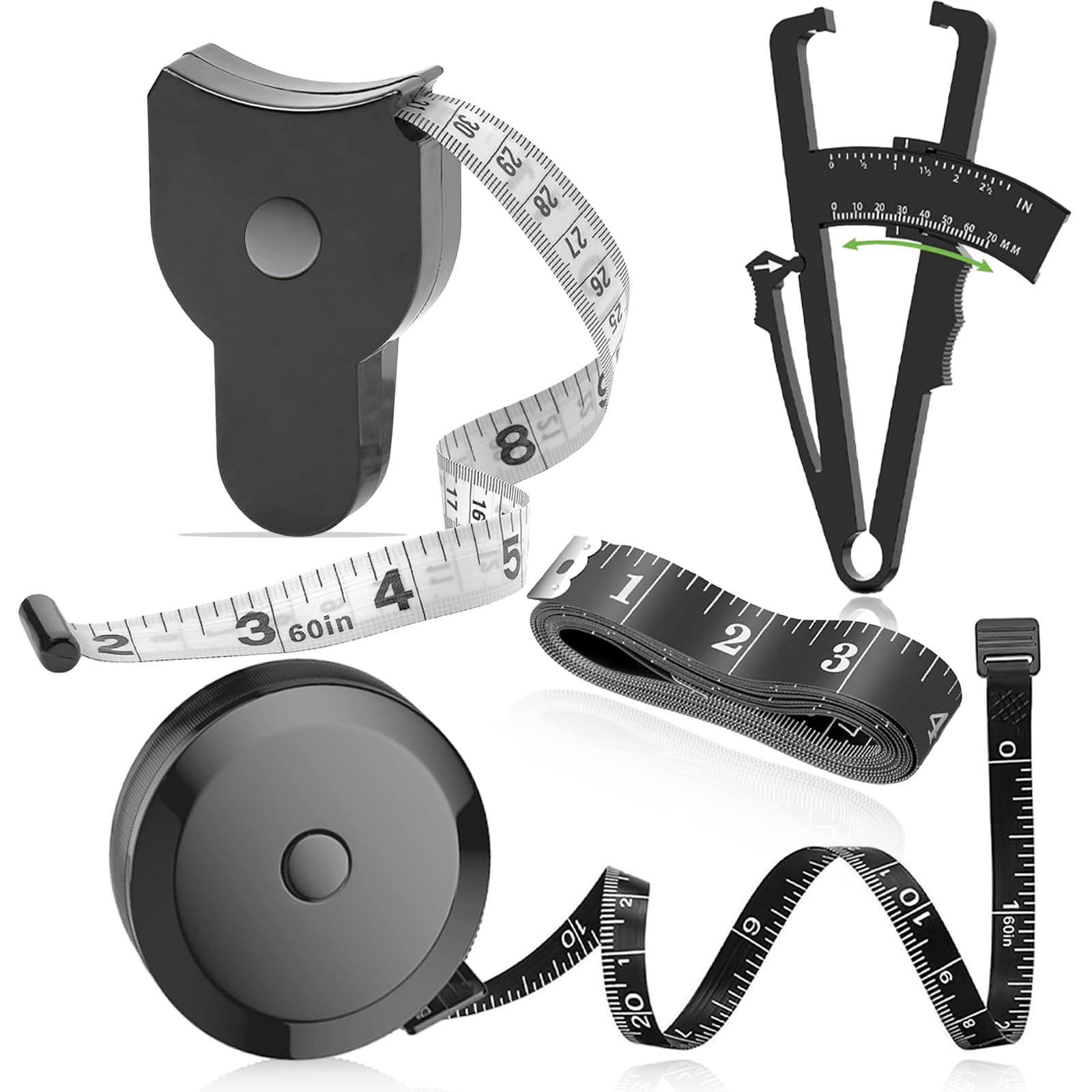 4 PCS Measuring Tape, Body Fat Caliper and Measuring Tape for Body ...