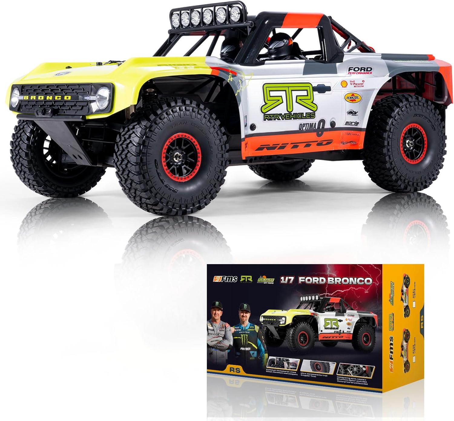 Amazon.com: FMS 1/7 Ford Bronco U4 RTR EB RC Truck, Hobby RC Crawler with Brushless Motor & ESC ...