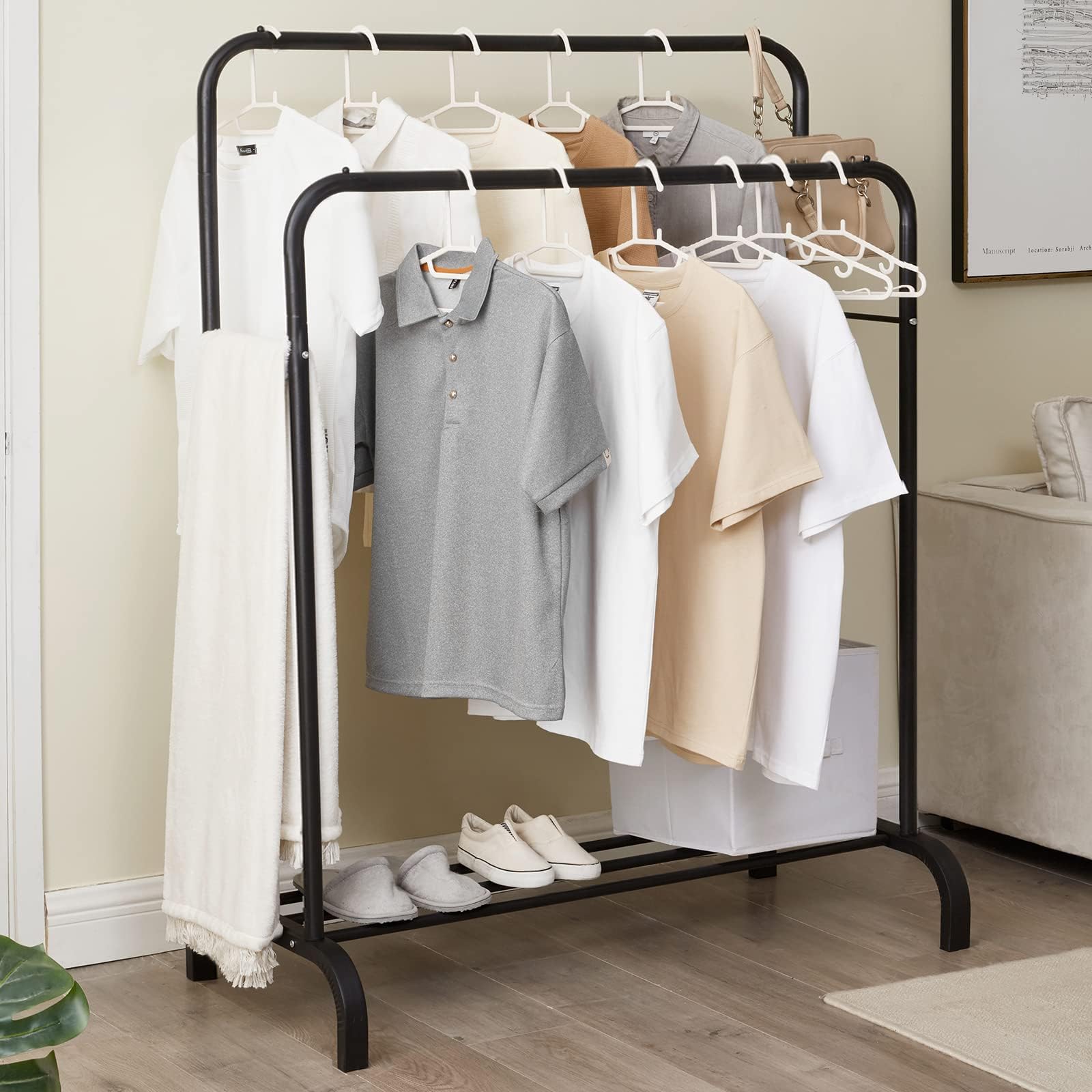 Heavy Duty Double Clothes Rail Hanging Rack Garment Display Stand ...