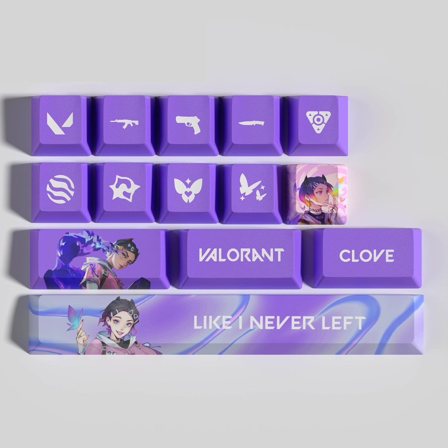 Amazon.co.jp: KLSJSDO(小さな店)ヴァロラントVALORANT暮蝶CLOVEキーキャップ14キーキーボードの交換 ...