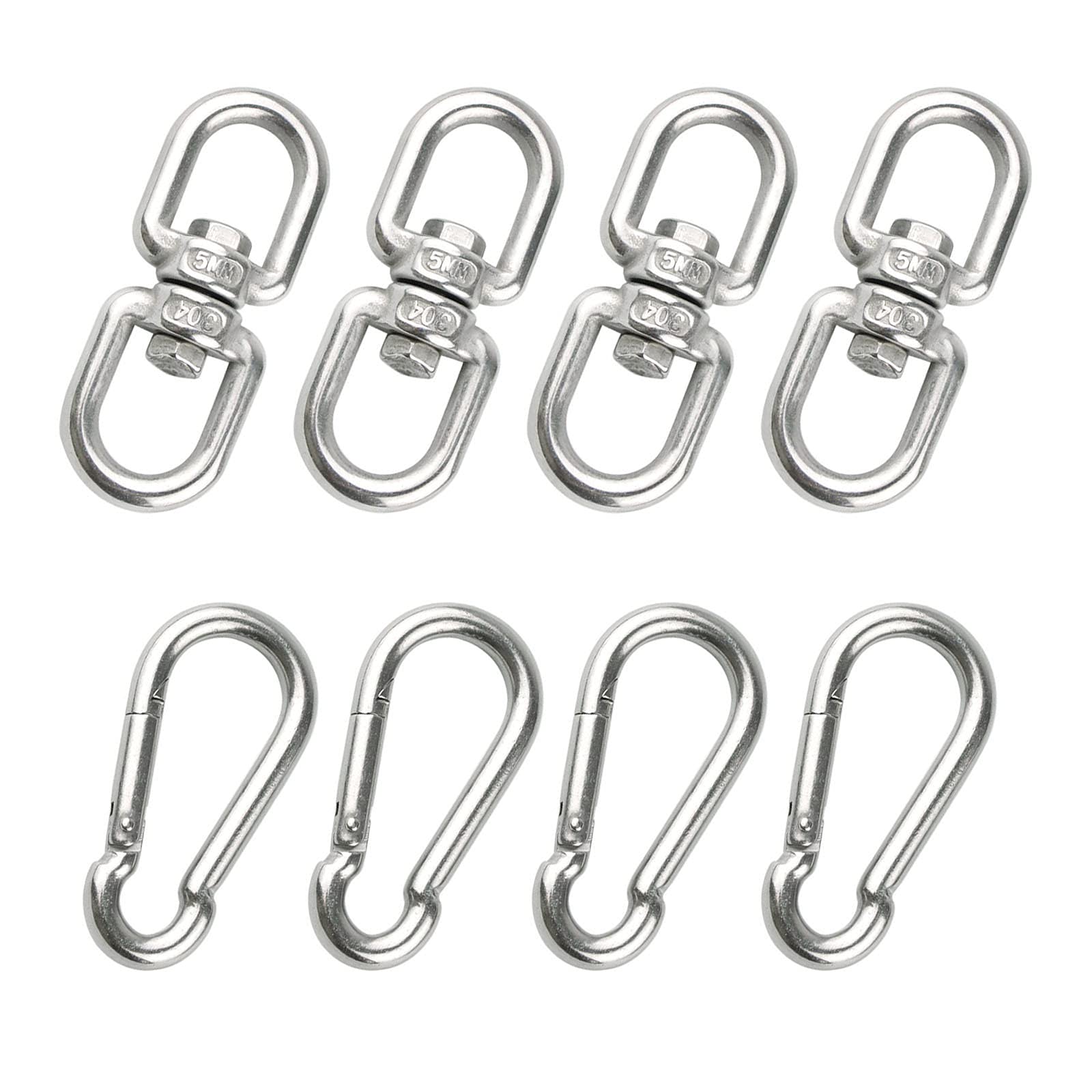 Amazon.com : 4Pcs M5 Stainless Steel Double Eye Chain Swivels Hook and ...