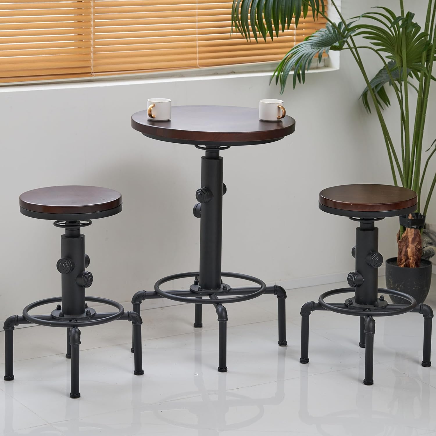 Amazon.com: Dragosum 3 Piece Pub Set, Vintage Industrial Round bar ...