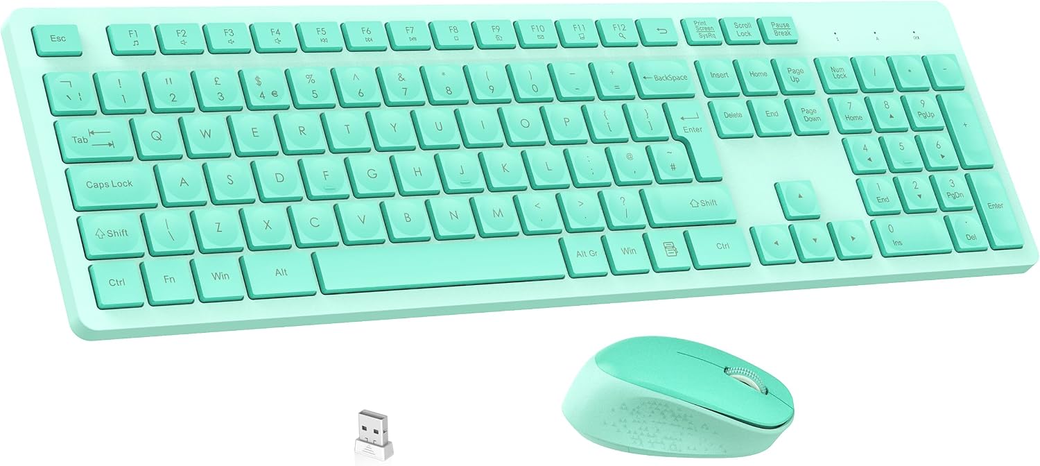 LeadsaiL Wireless Keyboard and Mouse Set, Full Size Ergonomic Design ...