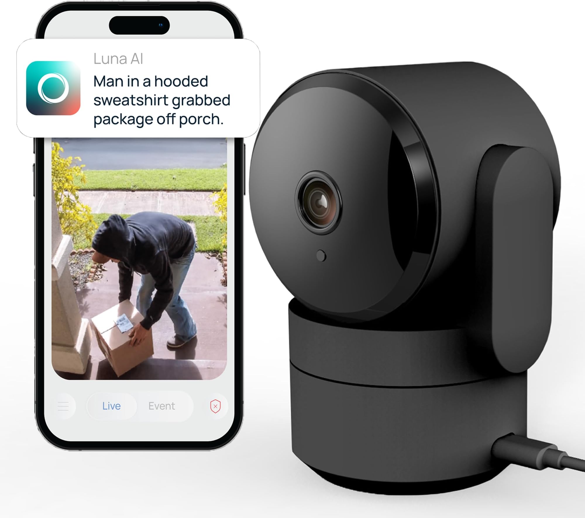 Amazon.com : LUNA HOME Indoor Pan/Tilt Home Security Camera, 360° Plug-in, Night Vision, 2.4GHz ...