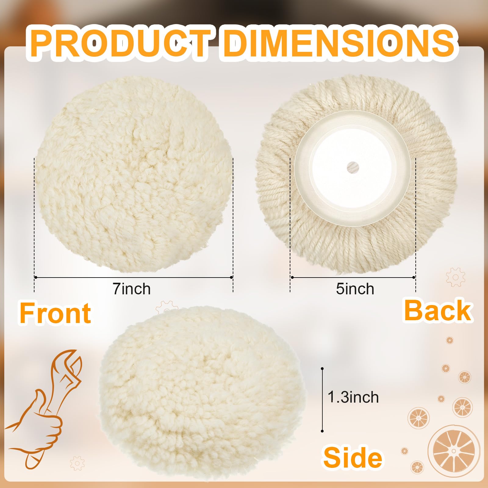 Snapklik.com : 6 Pcs 5 Inch Wool Polishing Pad Hook Loop Buffing Pad ...