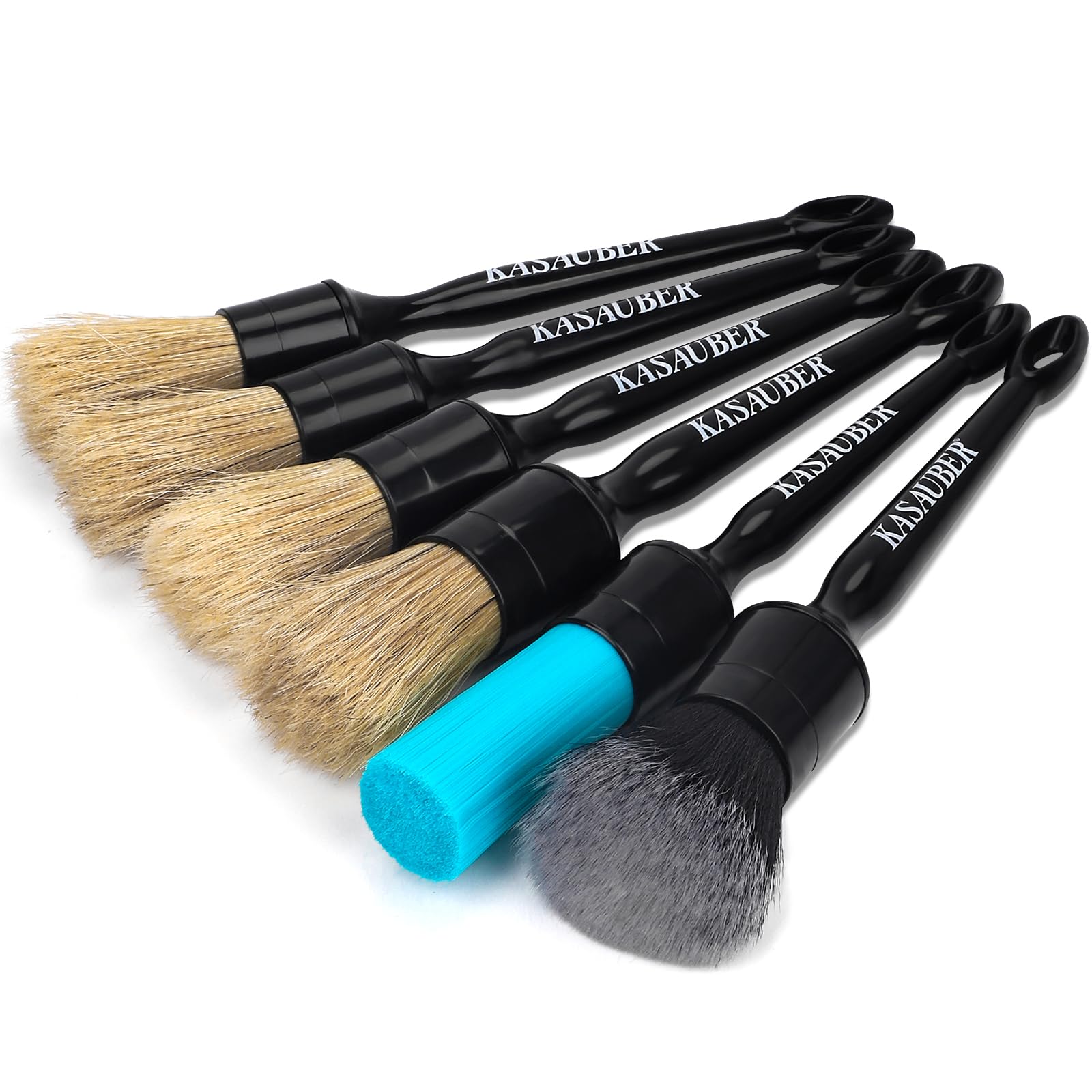 Kasauber 6x Professional Car Detailing Brushes Set, Auto Detail Cleaning Brush Kit for Car ...