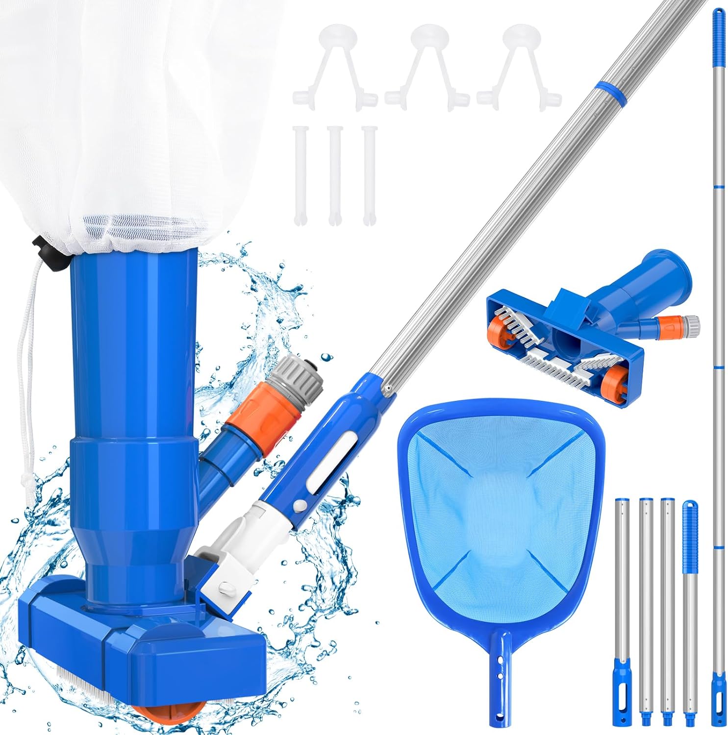 Amazon.com : LXun Upgraded 4 Section Poles of 68" Portable Pool Vacuum ...