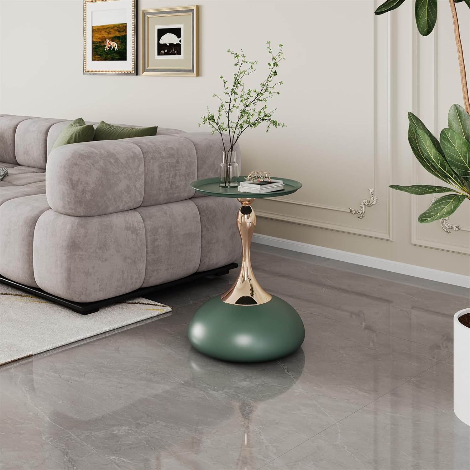 Amazon.com: 15 Inch Round End Table Metal Round Side Table for Small ...