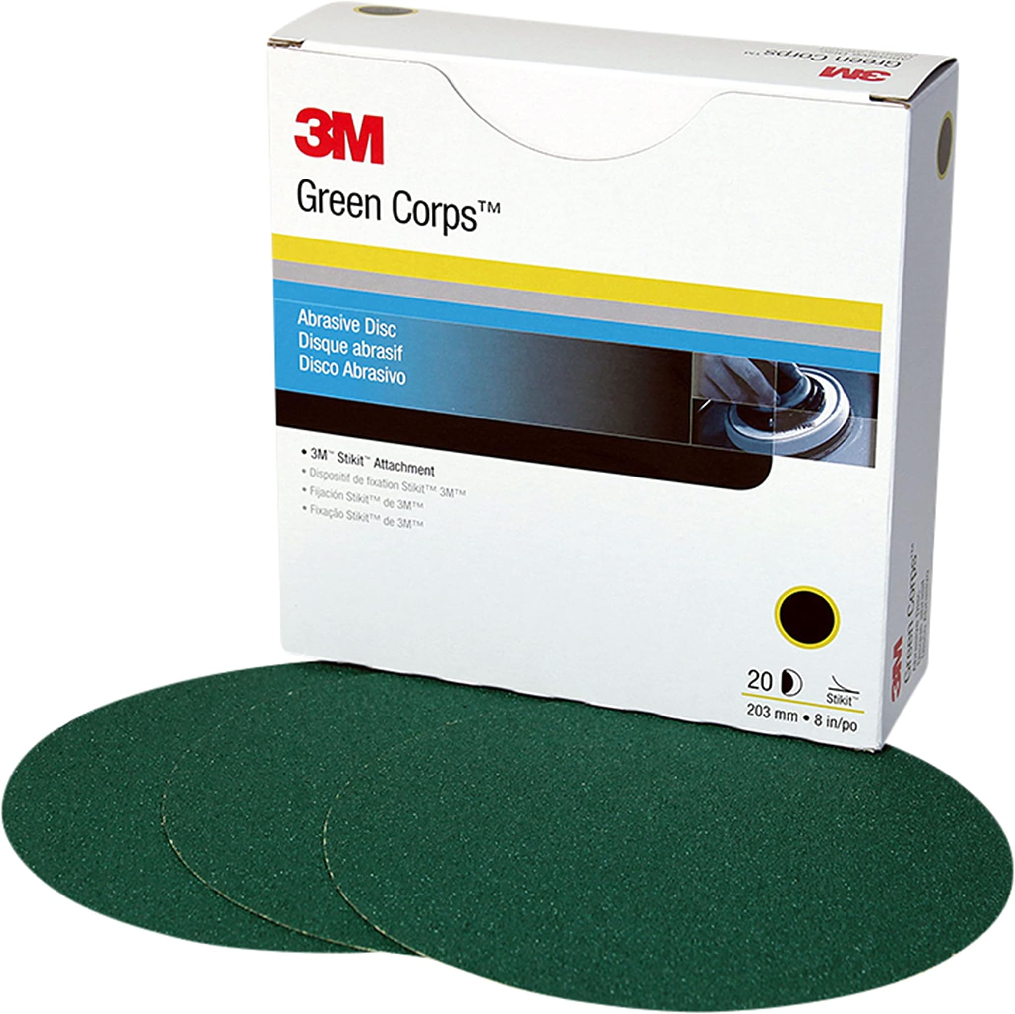 Amazon.com: 3M Green Corps Stikit Sanding Discs, 01551, No Hole, 8 in ...