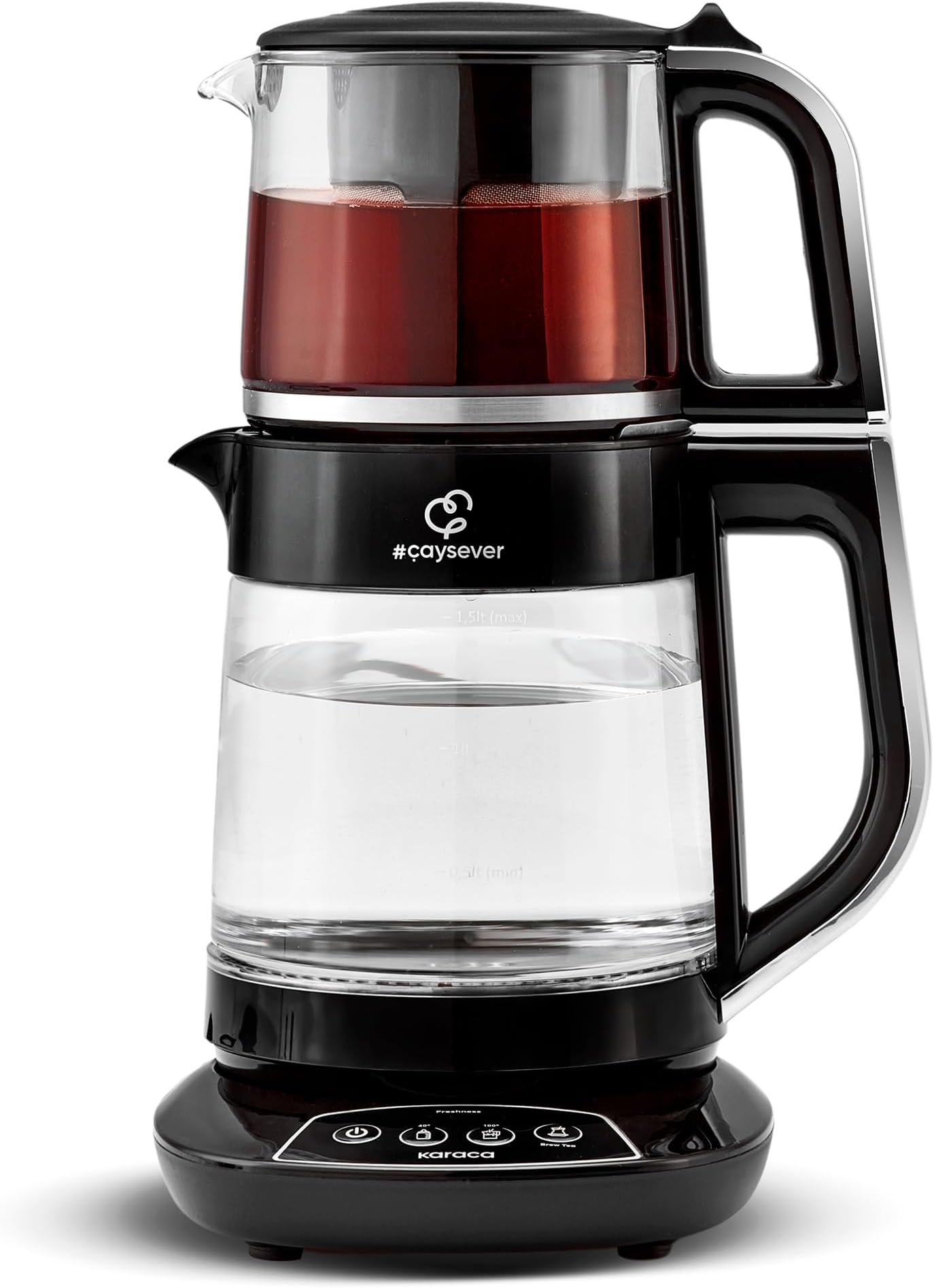 Karaca Çaysever Glass Tea Machine, 2.3L, Black Silver : Amazon.co.uk ...