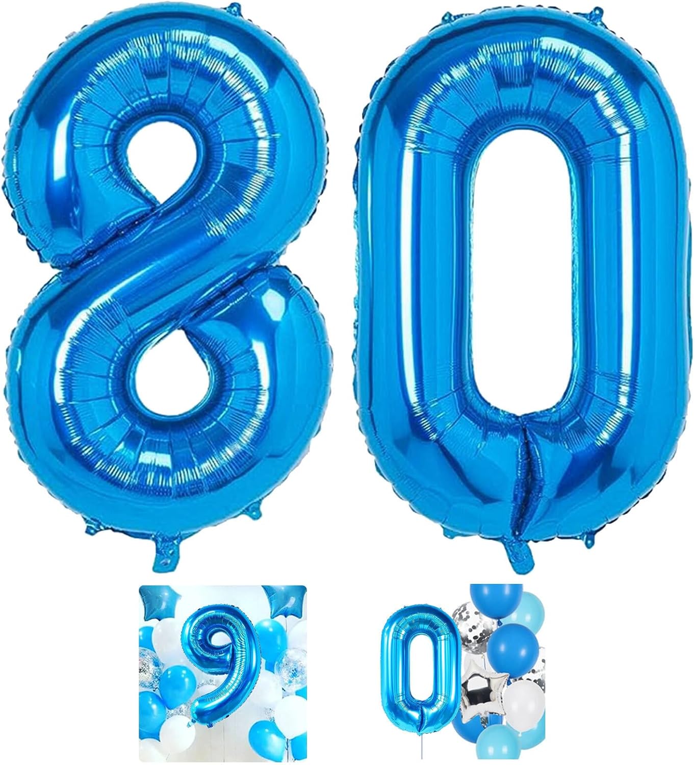 Amazon.com: 80 Number Balloon Blue 40 inch Big Foil Mylar 80th Balloons ...