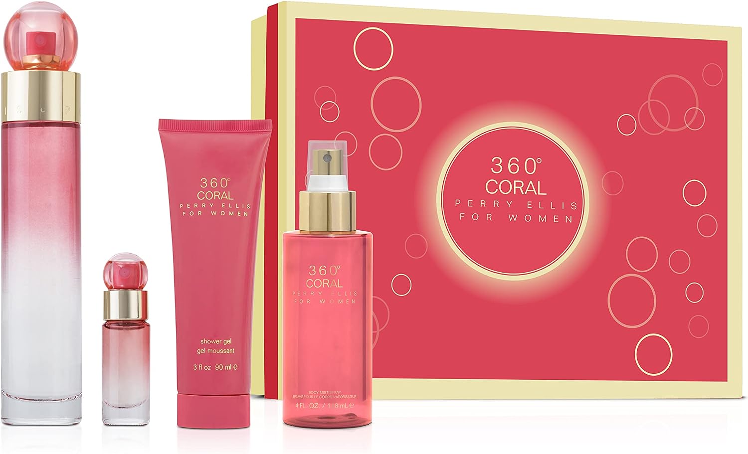 Perry Ellis Set 360° Coral 4 Piezas: 100Ml Eau de Parfum/Shower 90Ml ...