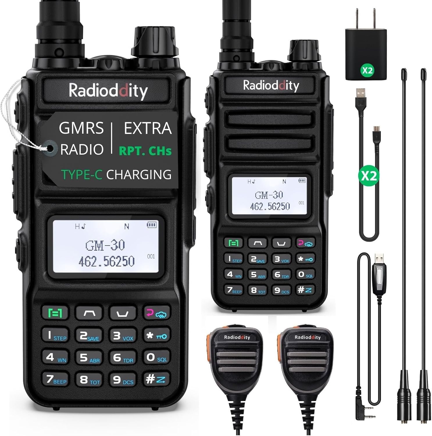 Amazon.com: Radioddity GM-30 GMRS Radio Handheld 5W Long Range, GMRS Repeater Capable, 11 NOAA ...