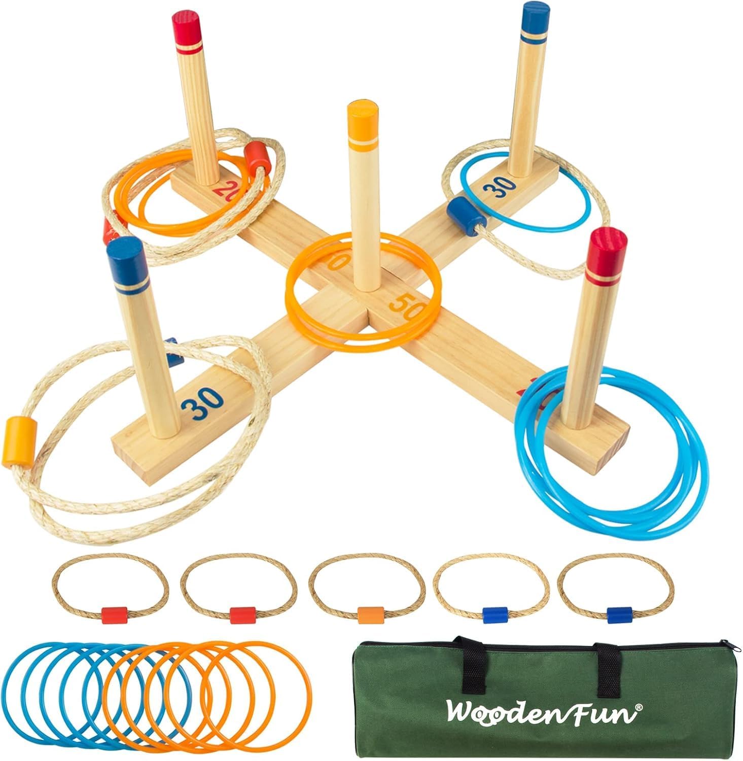 Eichhorn 100004505 - Outdoor Ringwurfspiel - 50x50cm mit 5 Wurfringen ...