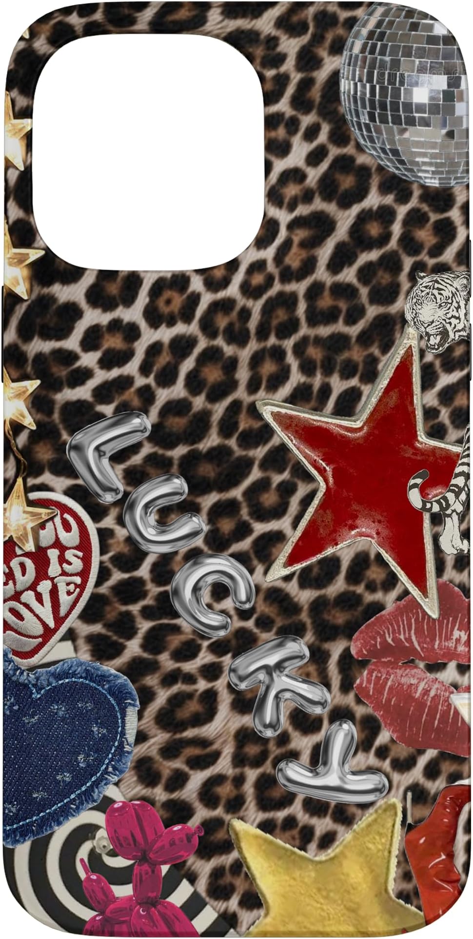 Amazon.com: iPhone 15 Pro Max Aesthetic Cheetah Print Stars Pendant Y2K Leopard Cute Girl Case ...