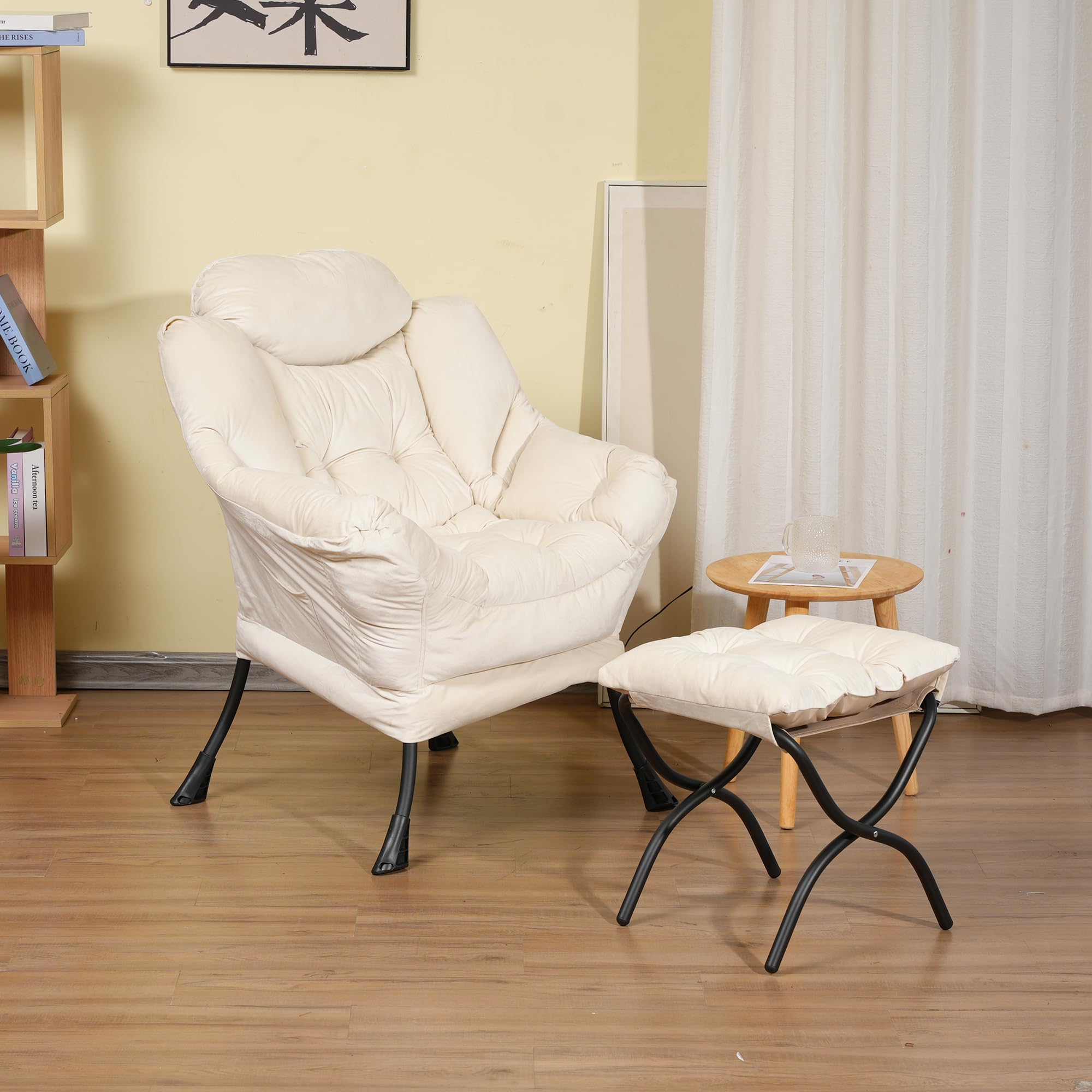 Amazon.com: BGGFNZ Modern Lazy Chair with Ottoman, Comfortable Lounge ...