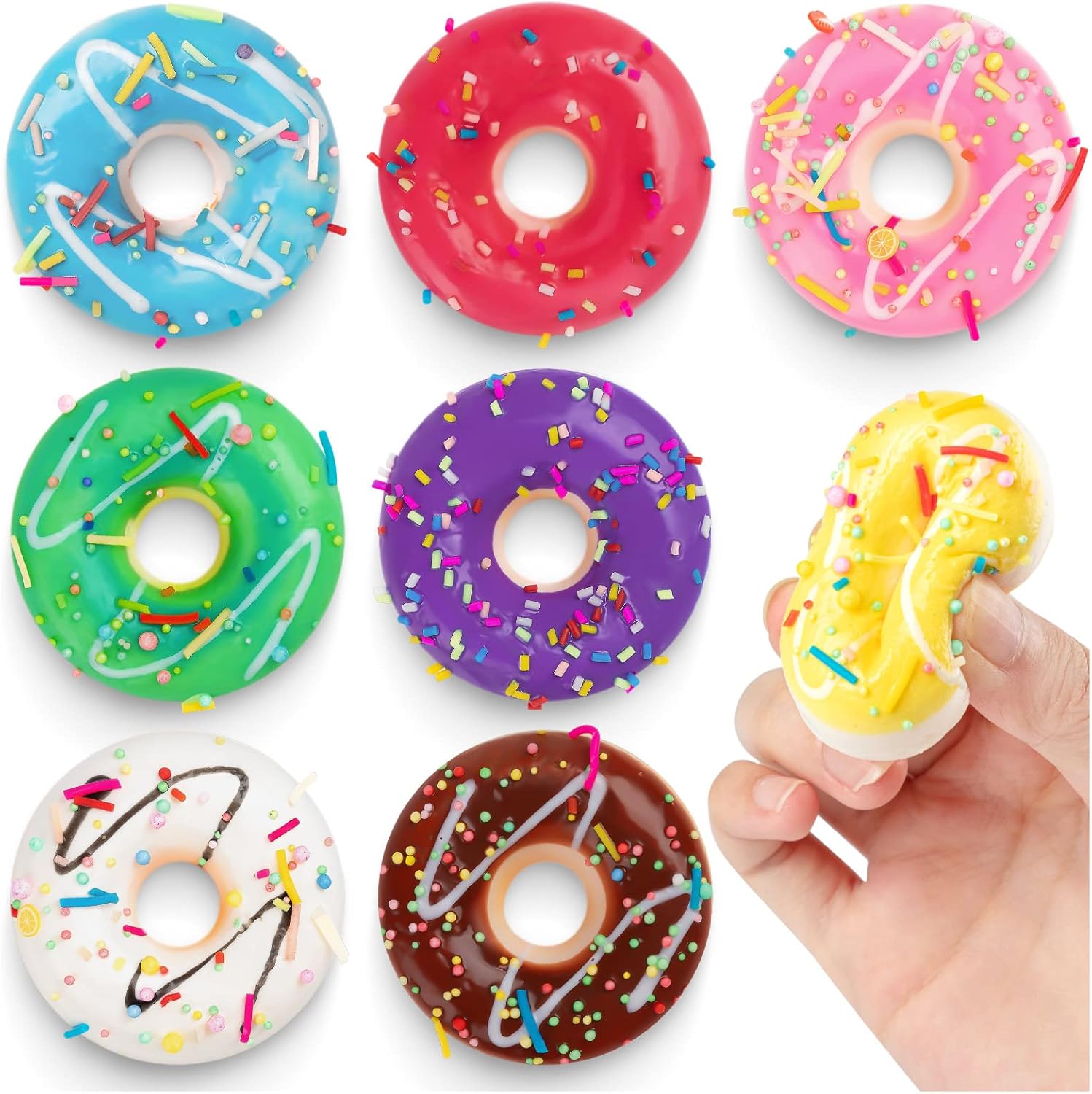 Amazon.com: MGZTTHW 8pcs Small Donut Stress Ball, 2″ Artificial Donuts ...