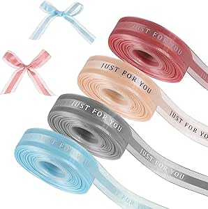 Amazon.com: Liobelon 4 Rolls Satin Organza Ribbons with Printing, 1inch ...