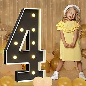 Amazon.com: imprsv Marquee Numbers Black 3FT: Black Party Decor - Light ...