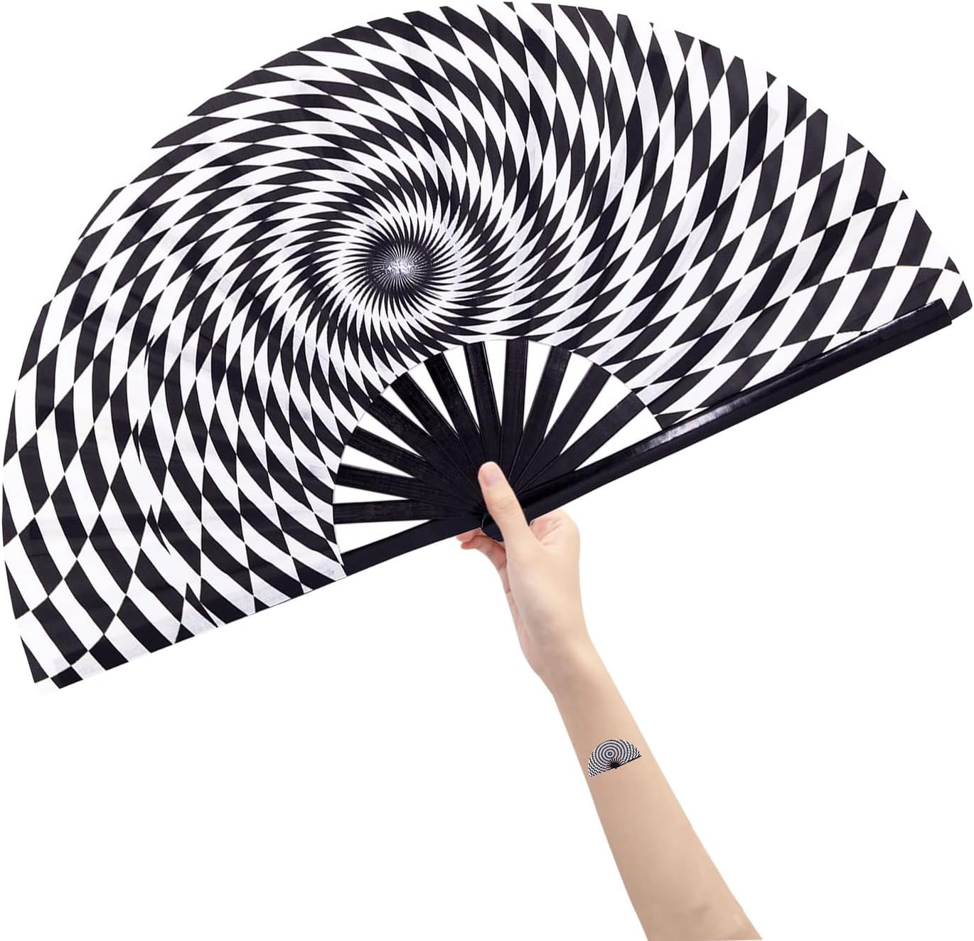 Amazon.com: Amajiji Rave Hand Folding Fans - 13 Inch Large Bamboo ...