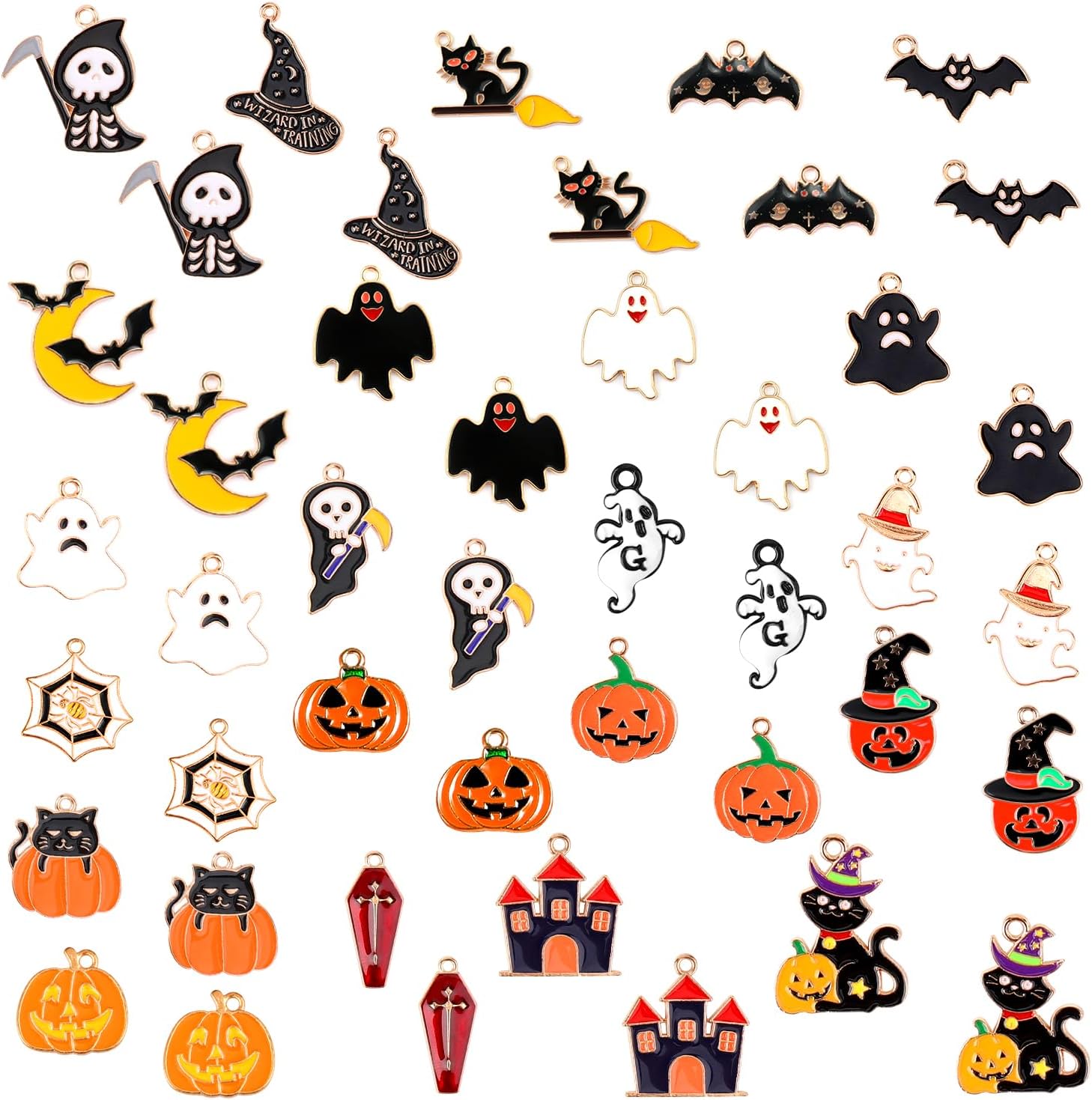 Amazon.com: NQEUEPN 44pcs Halloween Pendant, DIY Charms Black Cat Bats ...