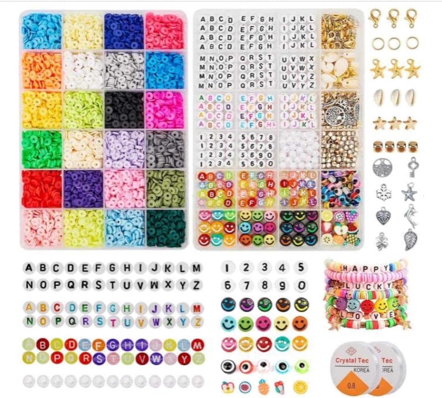 Yoawllty Beads for Jewellery Making,28 Colors Flat Round Polymer Clay ...